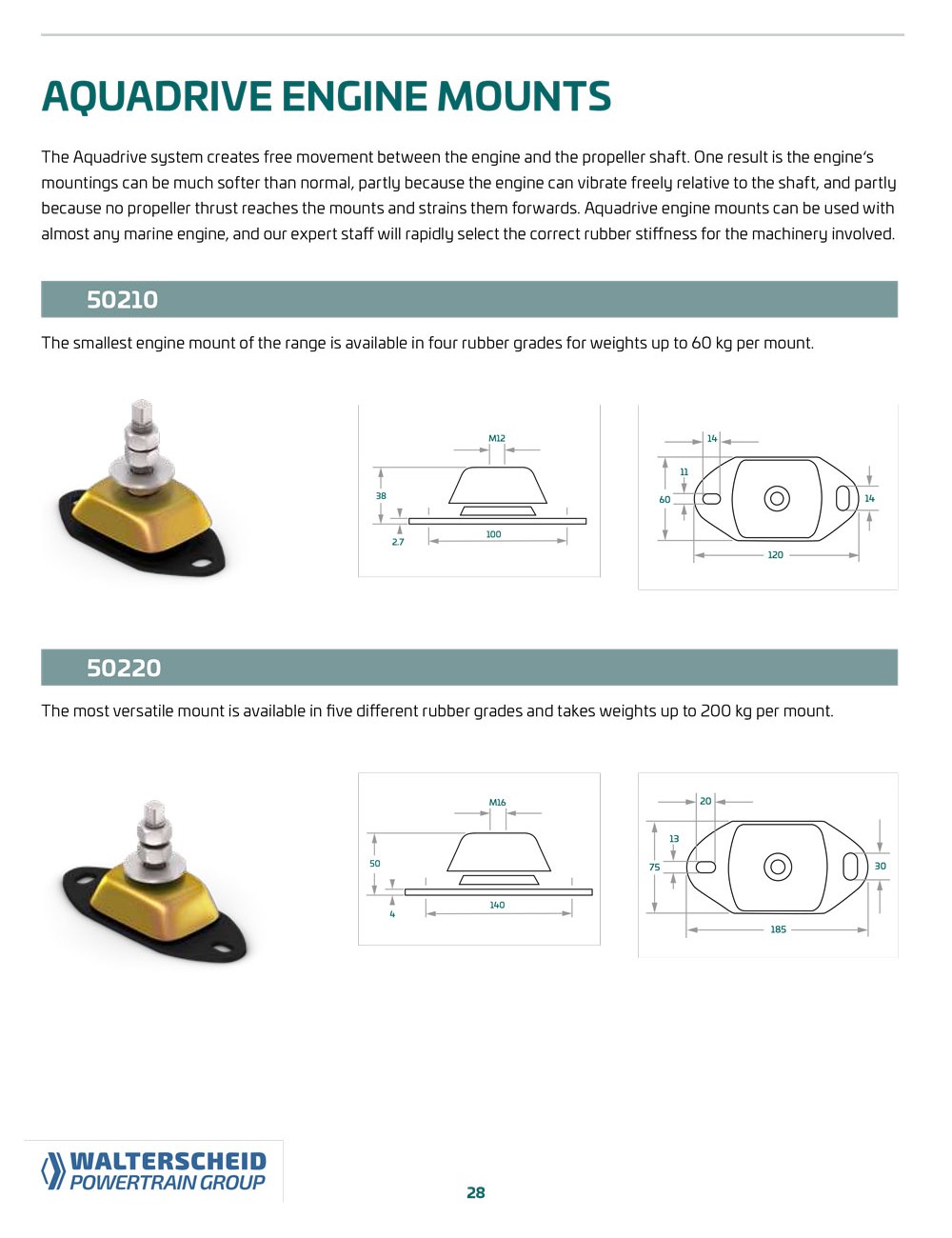 Aquadrive Engine mounts 220 series - 75 shore